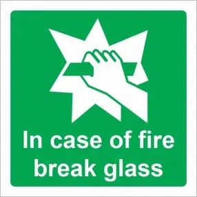 In case of fire break glass (Green) | SafetySigns.mu