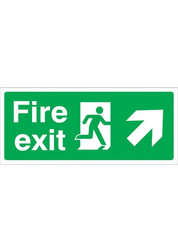 Fire Exit Diagonal Arrow Right Up | SafetySigns.mu